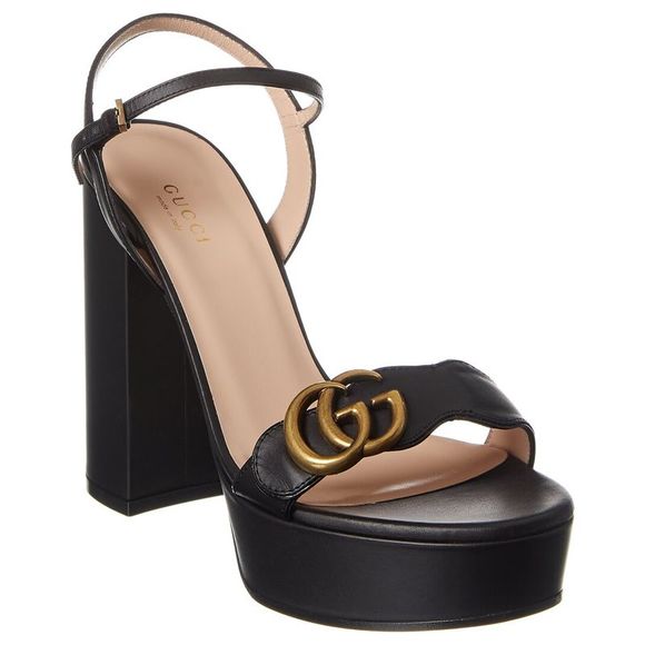 Gucci | Shoes | Gucci Gg Leather Platform Sandal Black | Poshmark